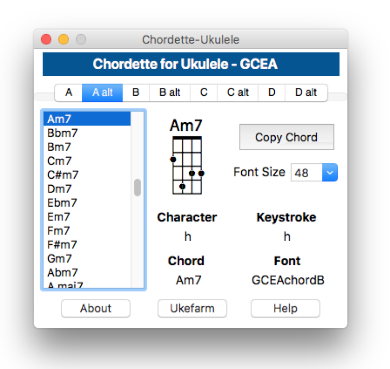 Ukulele Chord Fonts – Create Ukulele Chord Chart - GCEA - Chordette